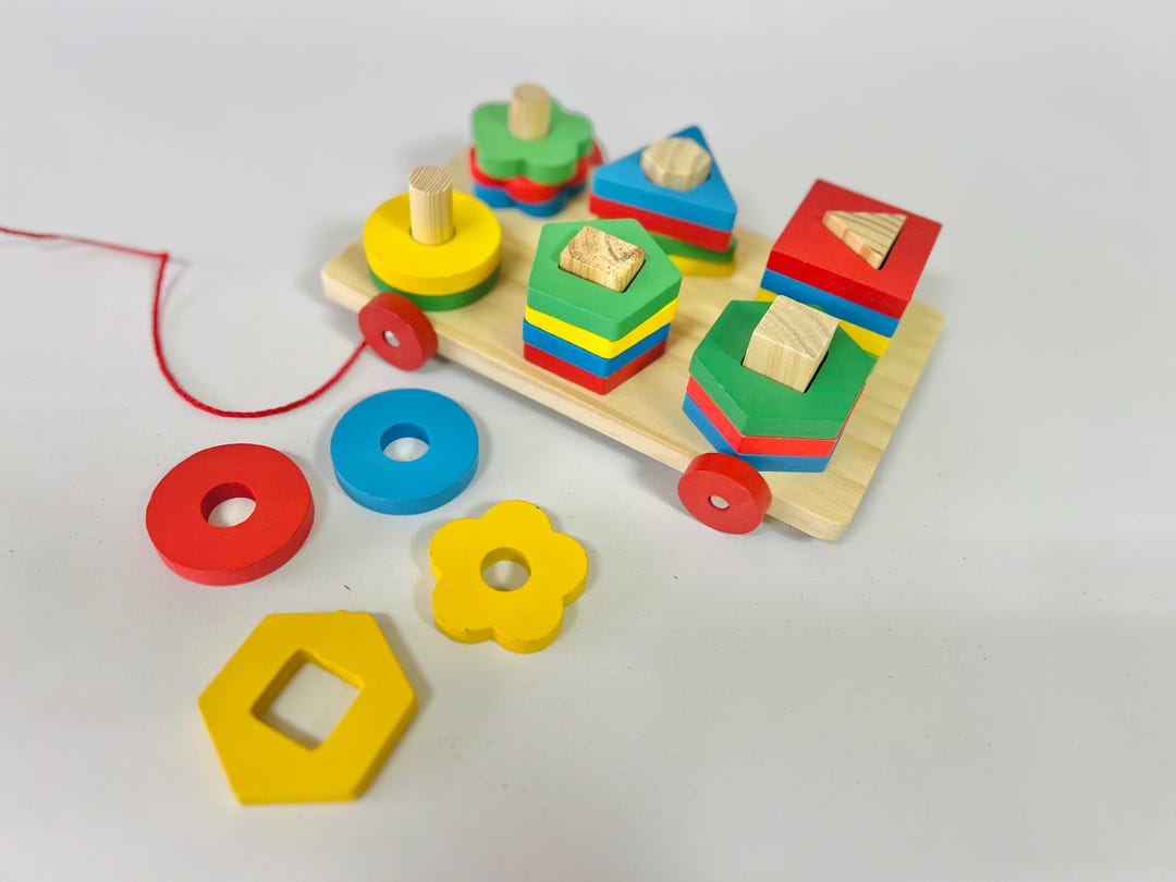 Wooden Geometric Shape Sorter, Build Gross Motor Skills, Birthday Gift ...