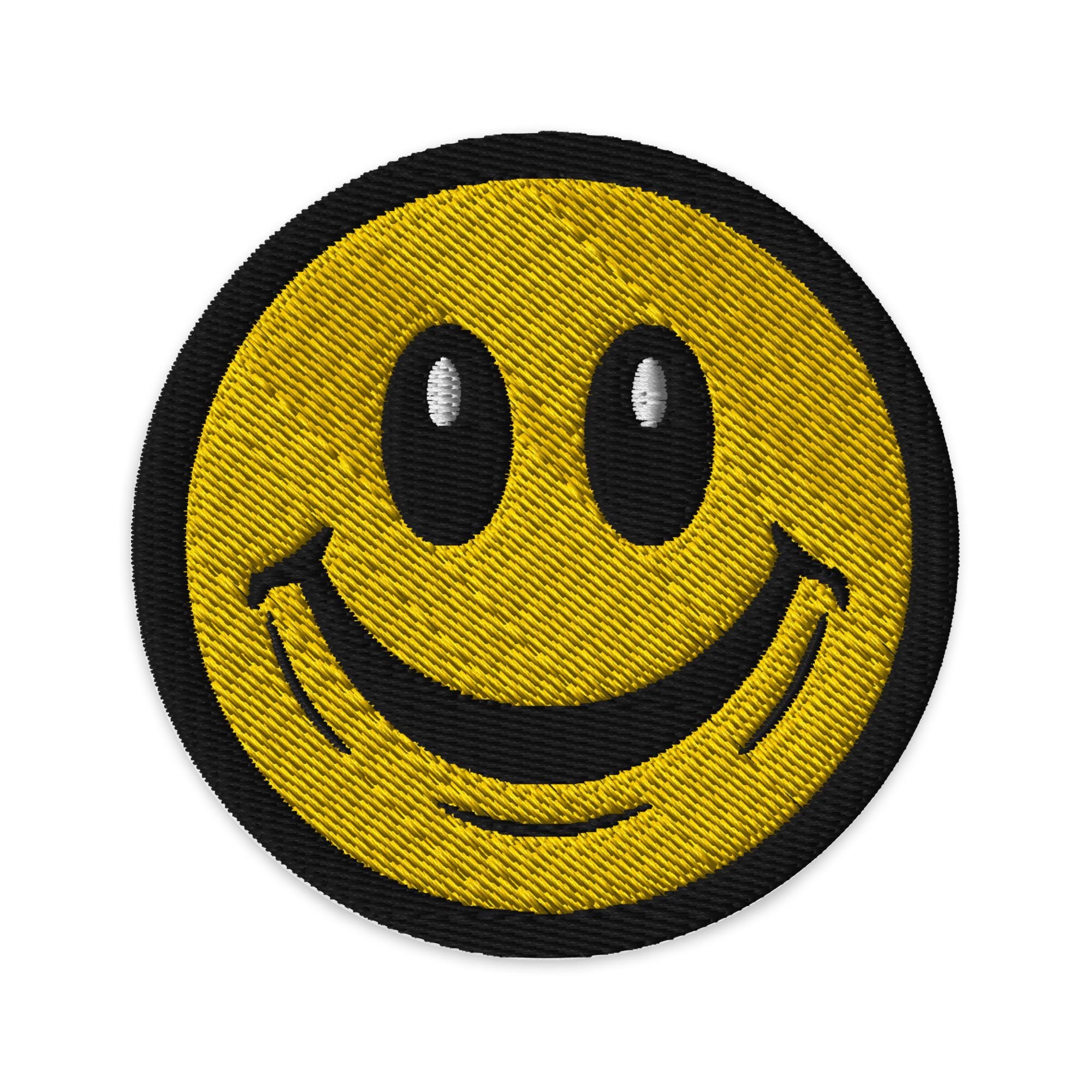Smile Face Black Yellow Iconic Retro Vintage Circle Embroidered Patch ...