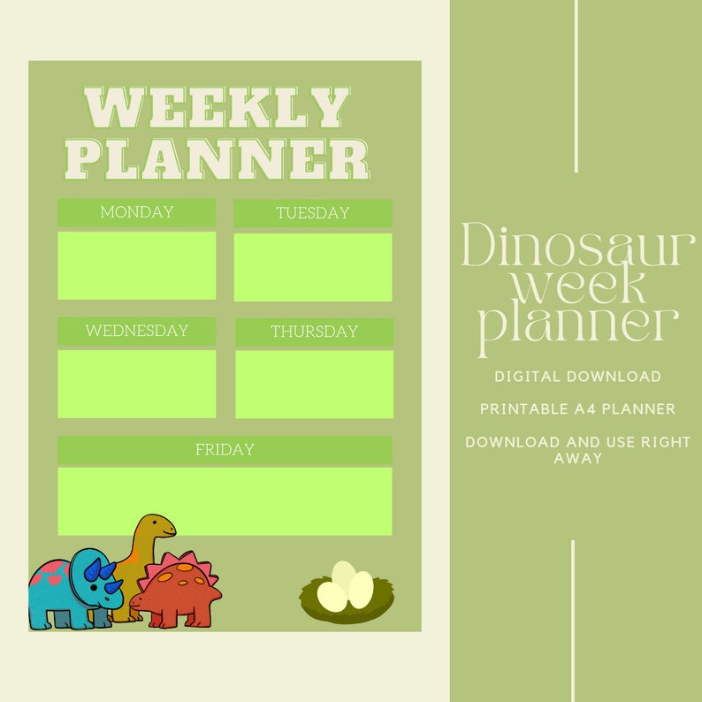 Dinosaur Schedule Printable Cute Dinosaur Schedule Dinosaur - Etsy