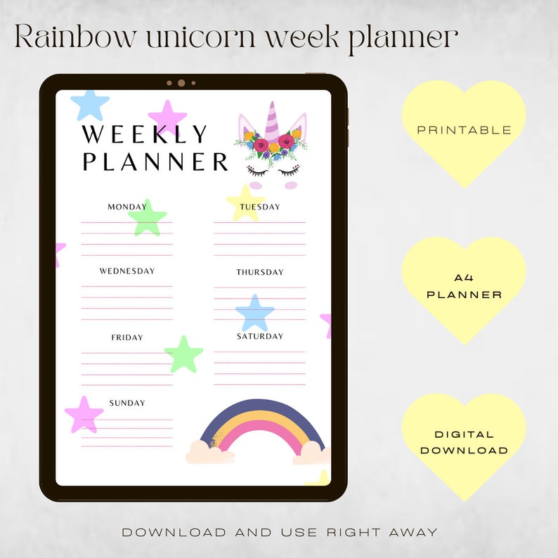 Printable Kids Weekly Planner, Unicorn Daily Planner, Homeschool ...