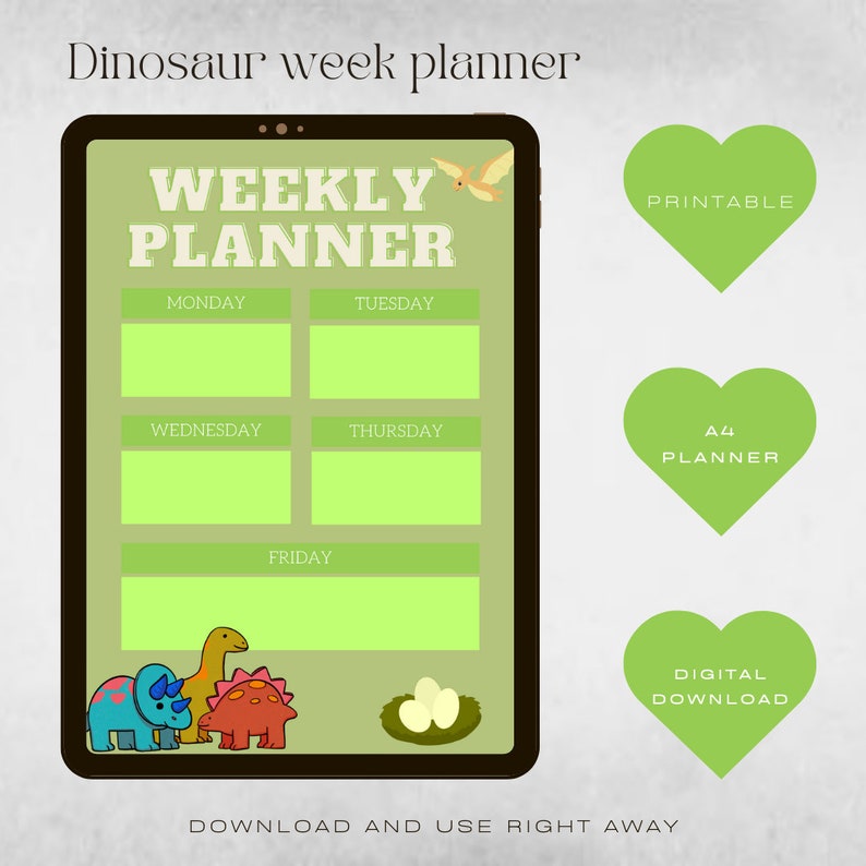 Dinosaur Schedule Printable, Cute Dinosaur Schedule, Dinosaur School ...