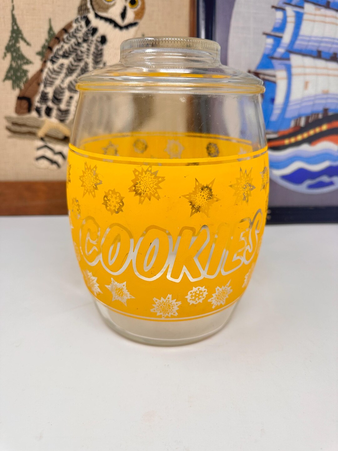 Vintage Bartlett Collins Glass Small Cookie Jar With Lid 8 1/2 High ...