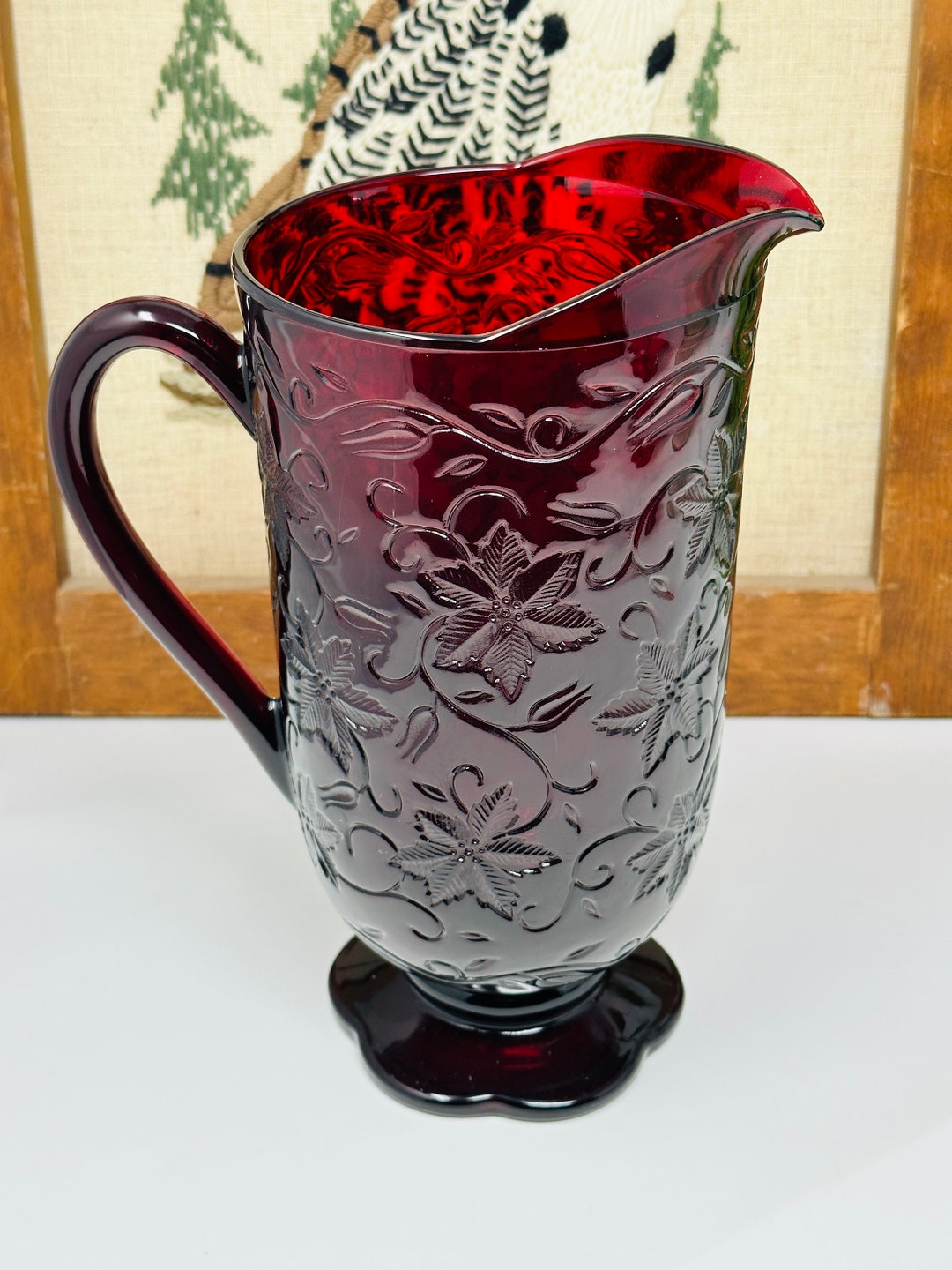 Princess House Fantasia Crystal Red Pitcher - Etsy
