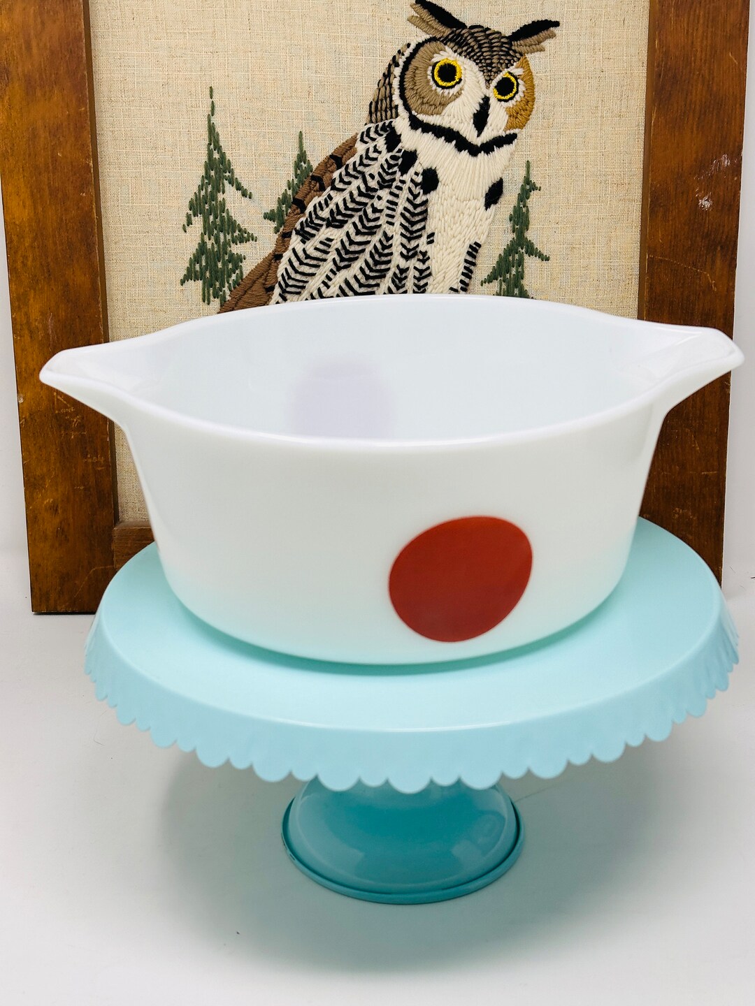 Vintage 1970s Pyrex Moon Deco Red Dot Casserole Dish - Etsy