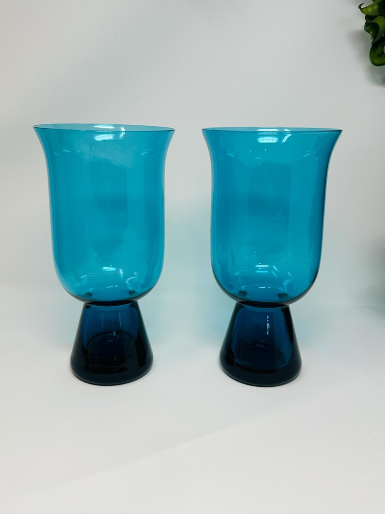 Pair of 1960s Morgantown Peacock Blue Vases – Mid Century Modern Art ...