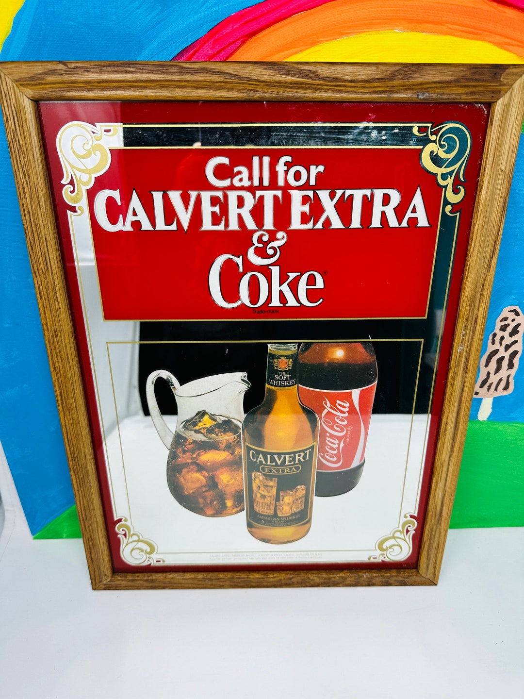 Vintage Calvert Extra and Coca Cola (coke) Decorative Glass Wall Art ...