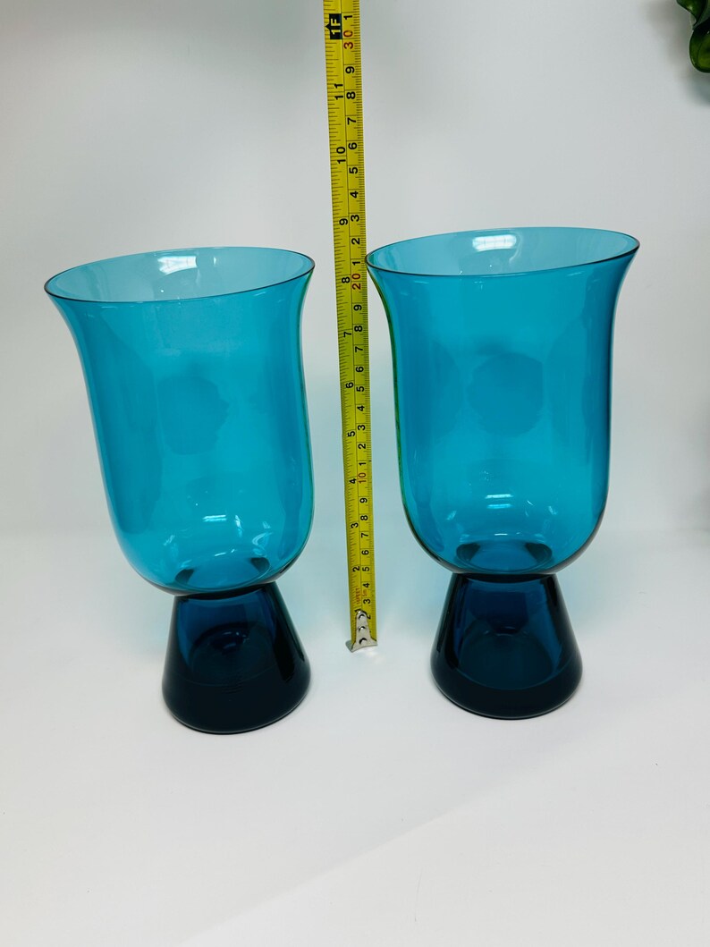 Pair of 1960s Morgantown Peacock Blue Vases – Mid Century Modern Art ...