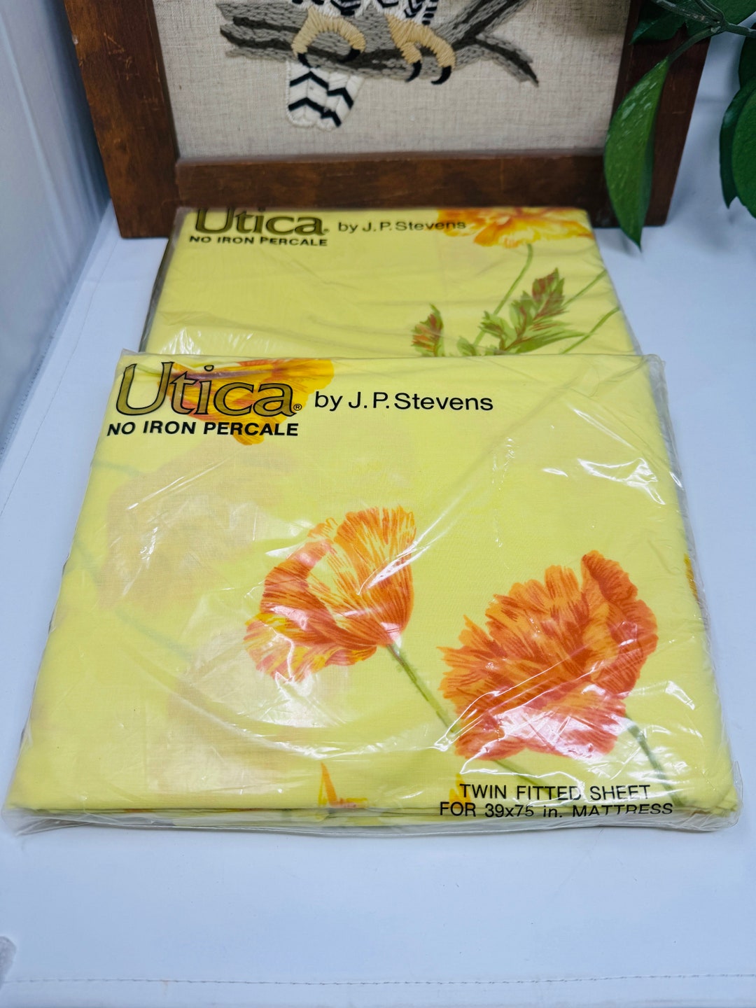 Vintage Stevens Utica Twin Flat Sheets 1970s Yellow Floral - Unopened ...
