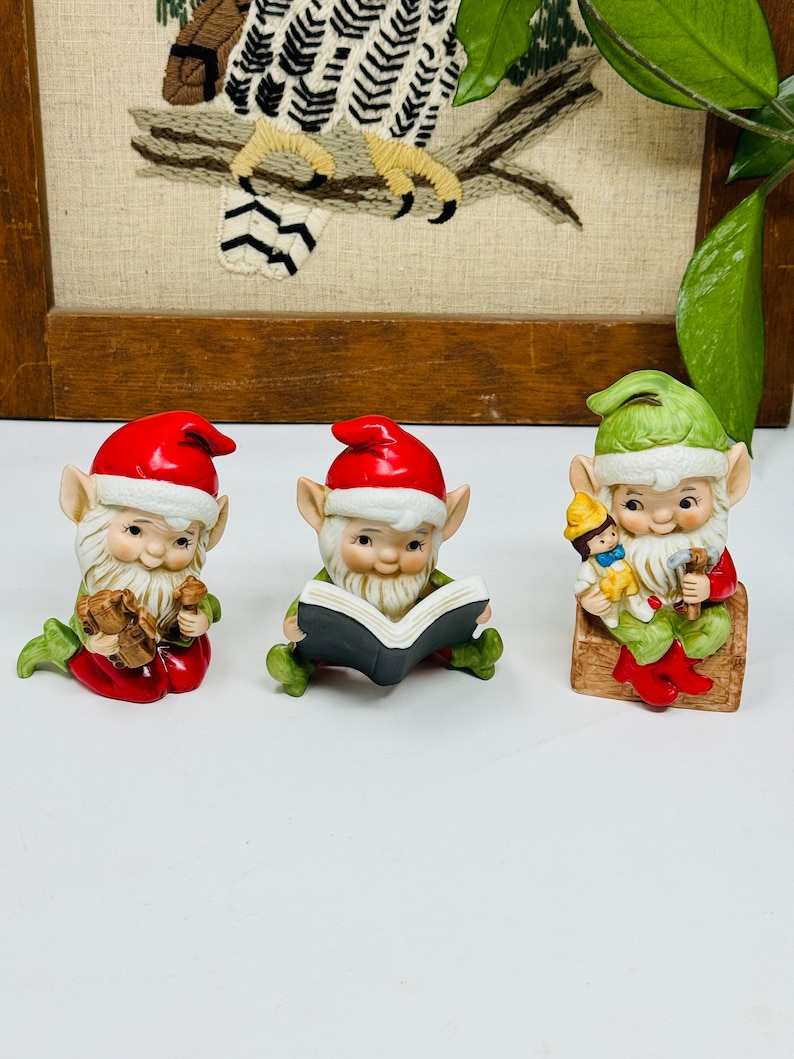 Toymaker Elves Homco Figurines Porcelain Bisque Vintage Set of 3 ...