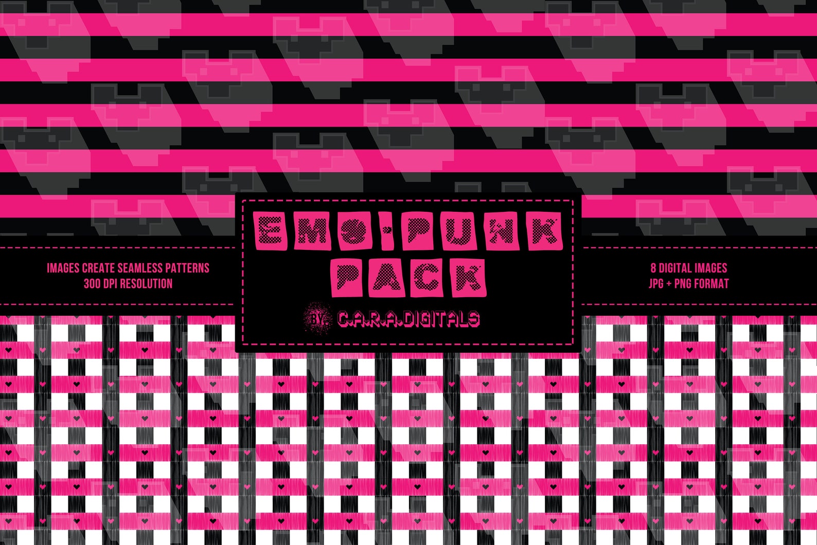 Emo-punk Art Digital Papers - Commercial Use - Scrapbook Paper ...