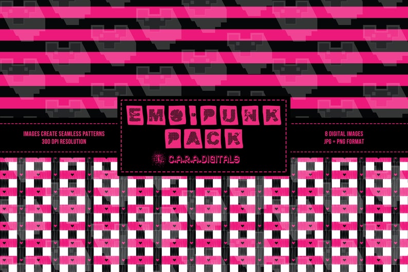 Emo-punk Art Digital Papers - Commercial Use - Scrapbook Paper ...