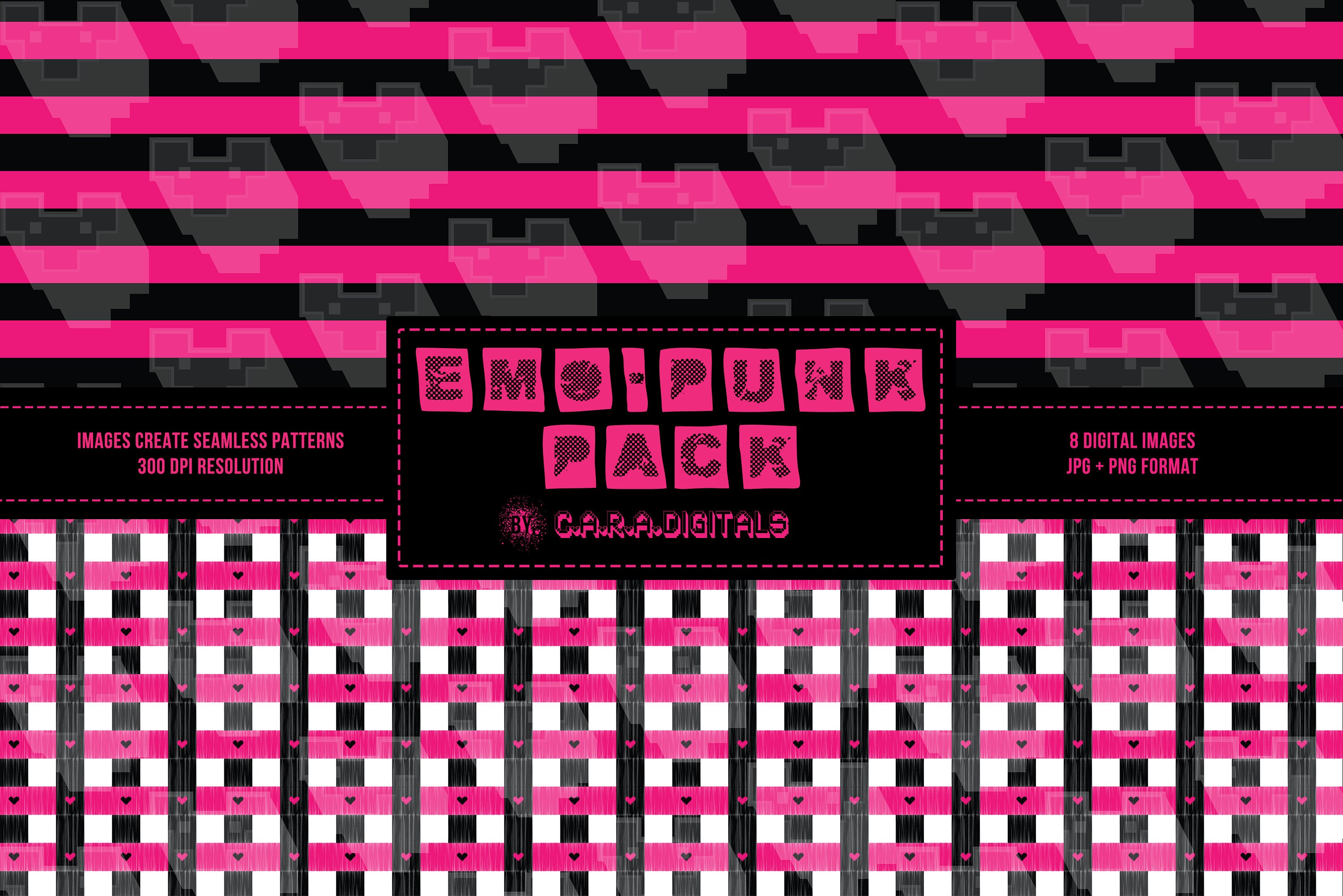 Emo-punk Art Digital Papers - Commercial Use - Scrapbook Paper ...