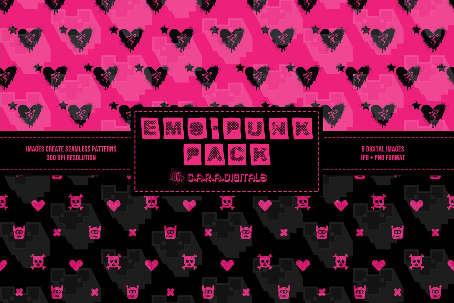 Emo-punk Art Digital Papers - Commercial Use - Scrapbook Paper ...