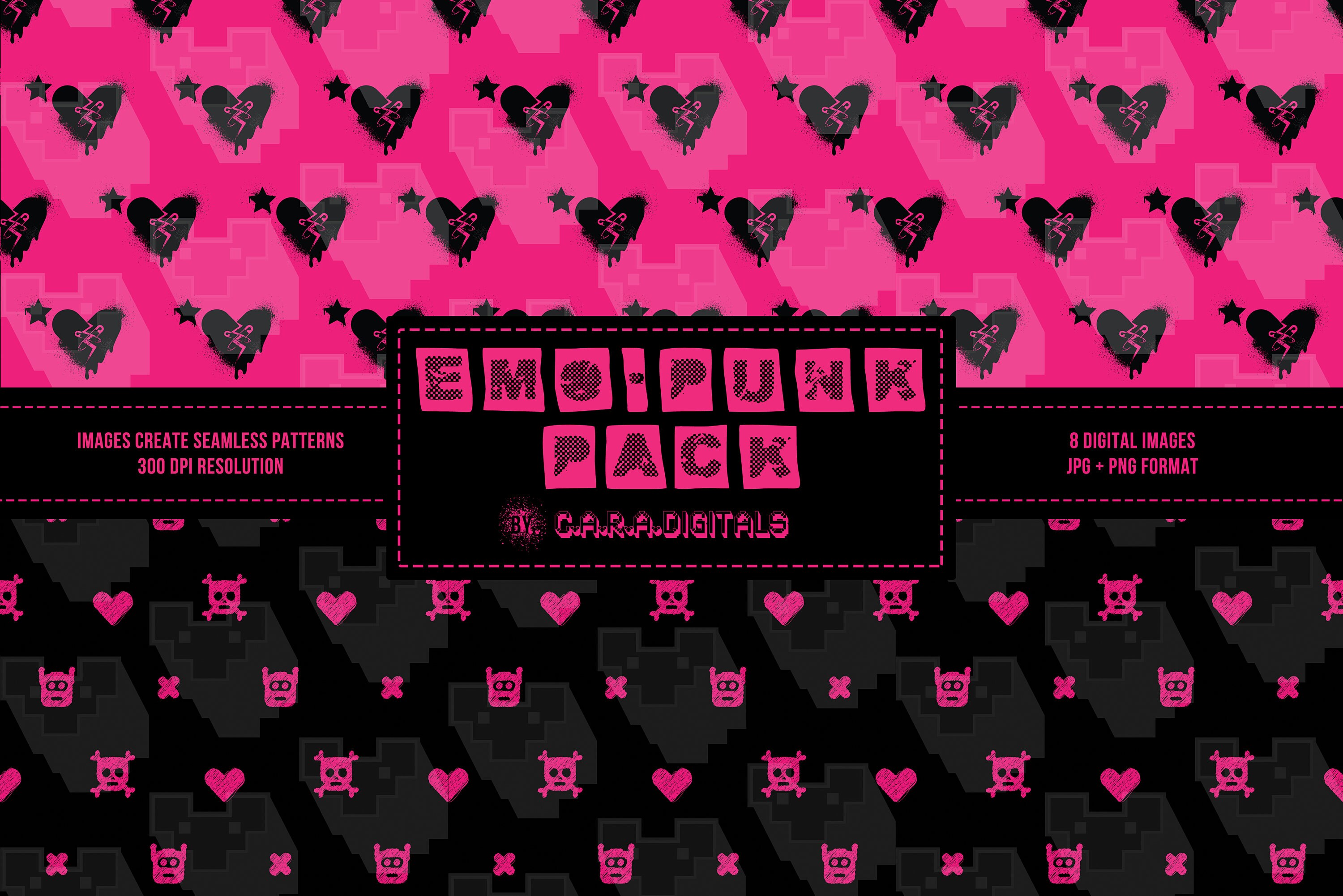 Emo-punk Art Digital Papers - Commercial Use - Scrapbook Paper ...