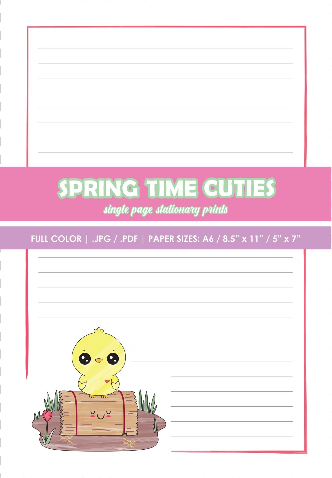 Spring Time Cuties | Baby Chick Kawaii Stationary Paper Template ...