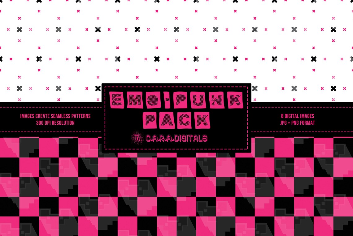 Emo-punk Art Digital Papers - Commercial Use - Scrapbook Paper ...