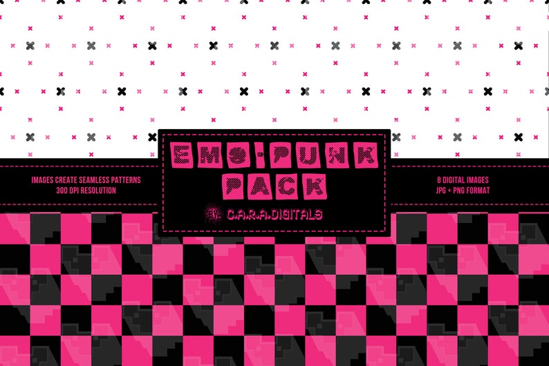 Emo-punk Art Digital Papers - Commercial Use - Scrapbook Paper ...