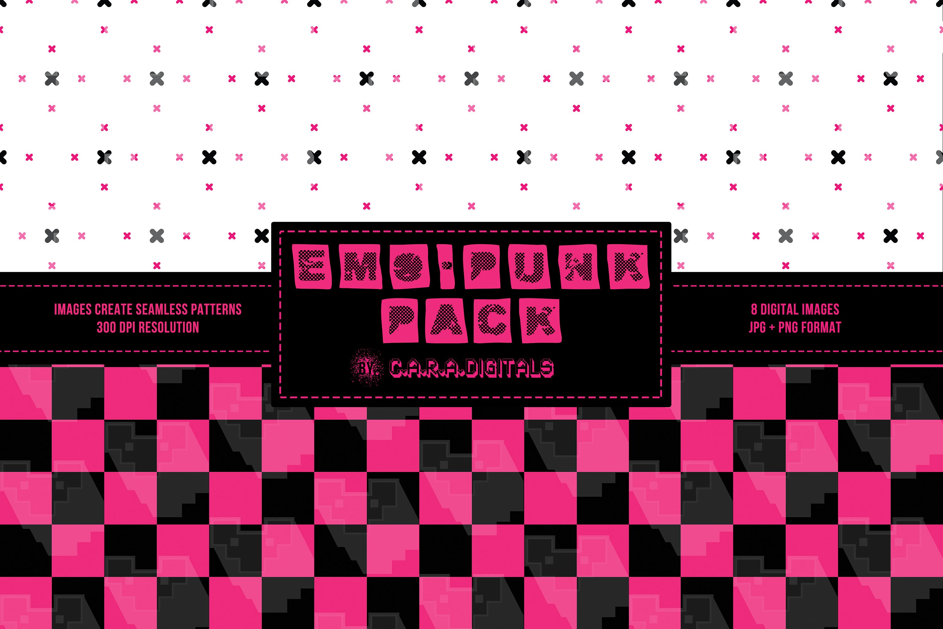 Emo-punk Art Digital Papers - Commercial Use - Scrapbook Paper ...