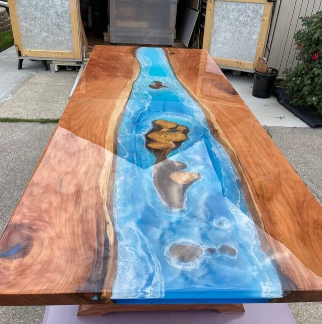 Amazing Ocean Epoxy Table , Blue Ocean Epoxy Dinning Table for Family ...