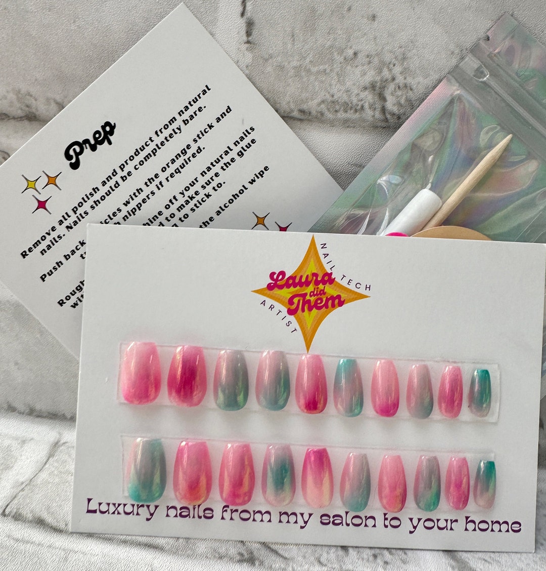 Airbrushed Chrome Press on Nails / Hand Painted Press Ons - Etsy