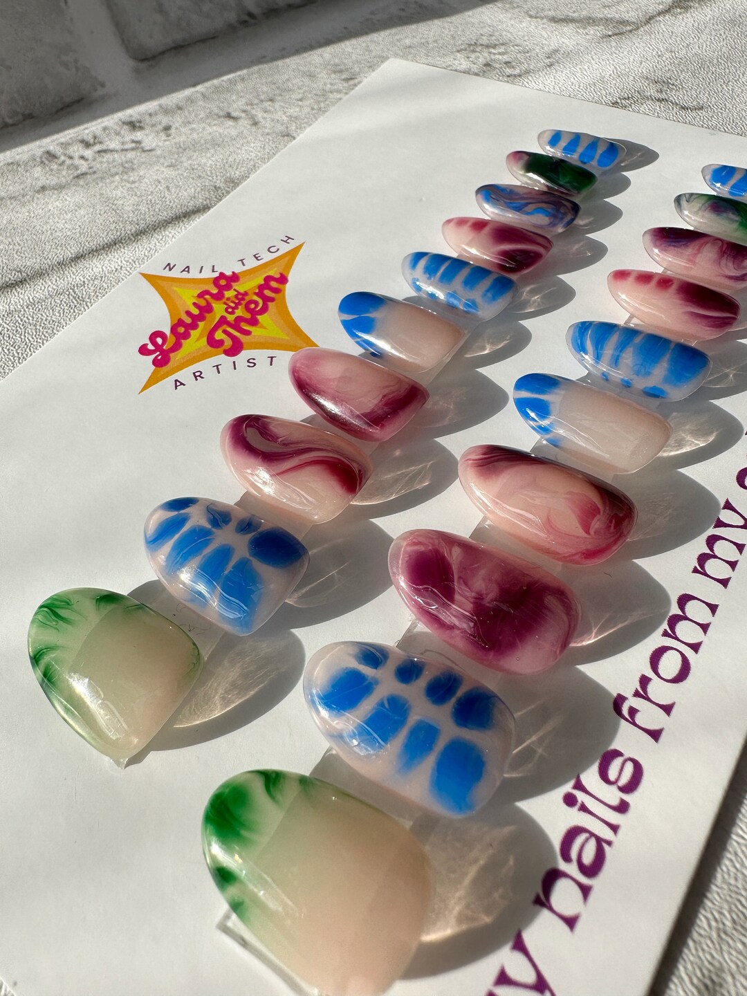 Abstract Press on Nails/ Hand Painted Fall Colors Press on Nails, Short ...