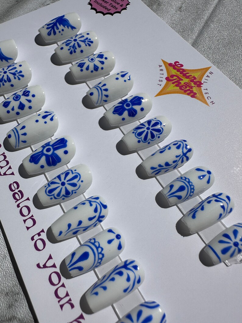 20 Nails ALL SIZES INCLUDED / Mexican Talavera Tile Press on Nails ...