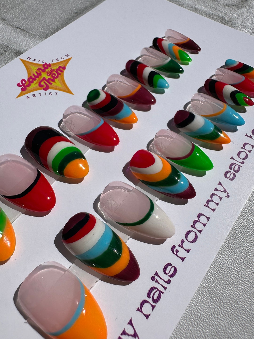 20 Nails ALL SIZES INCLUDED / Retro Summer Press on Nails, Hand Painted ...
