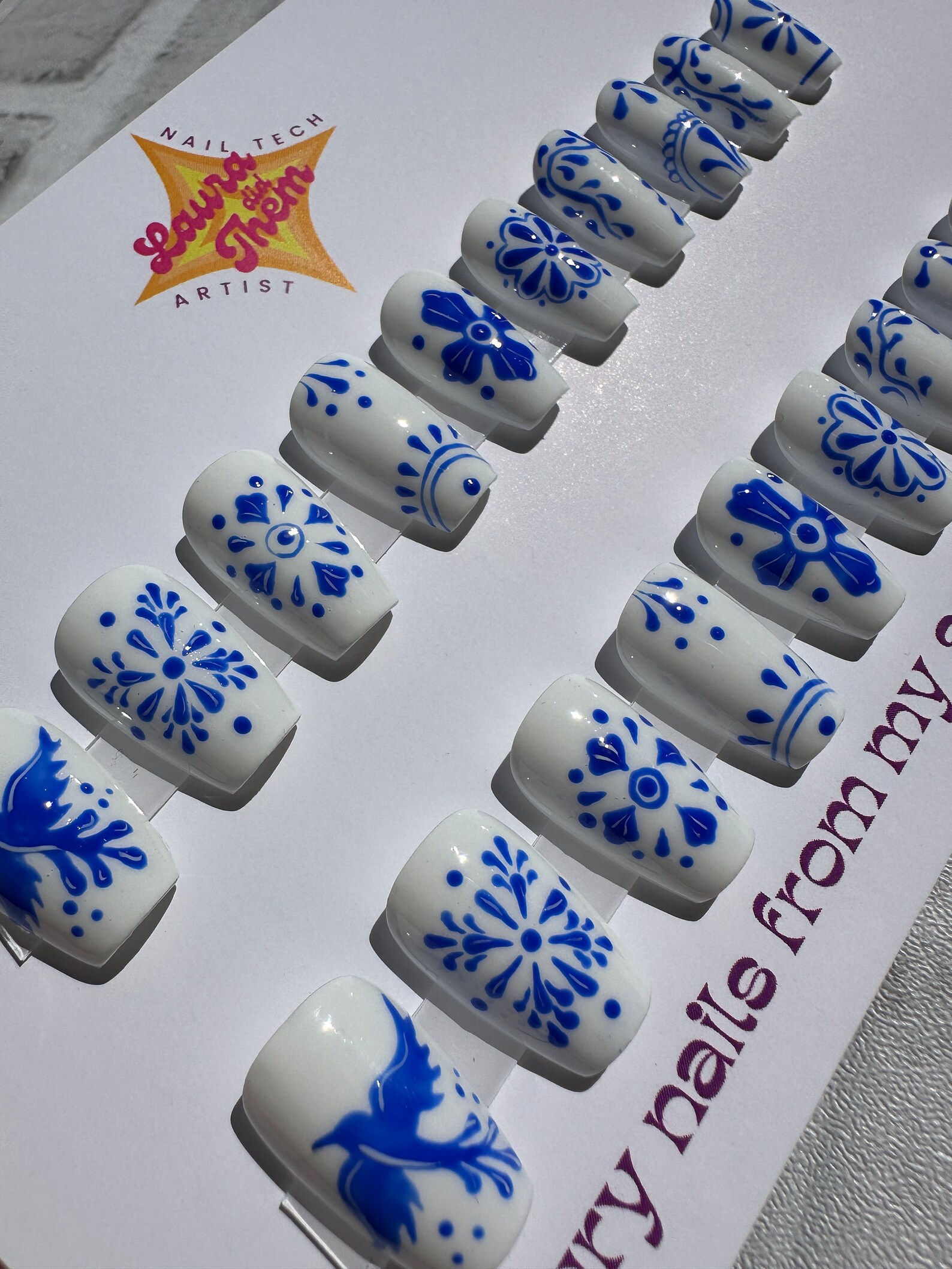 20 Nails ALL SIZES INCLUDED / Mexican Talavera Tile Press on Nails ...