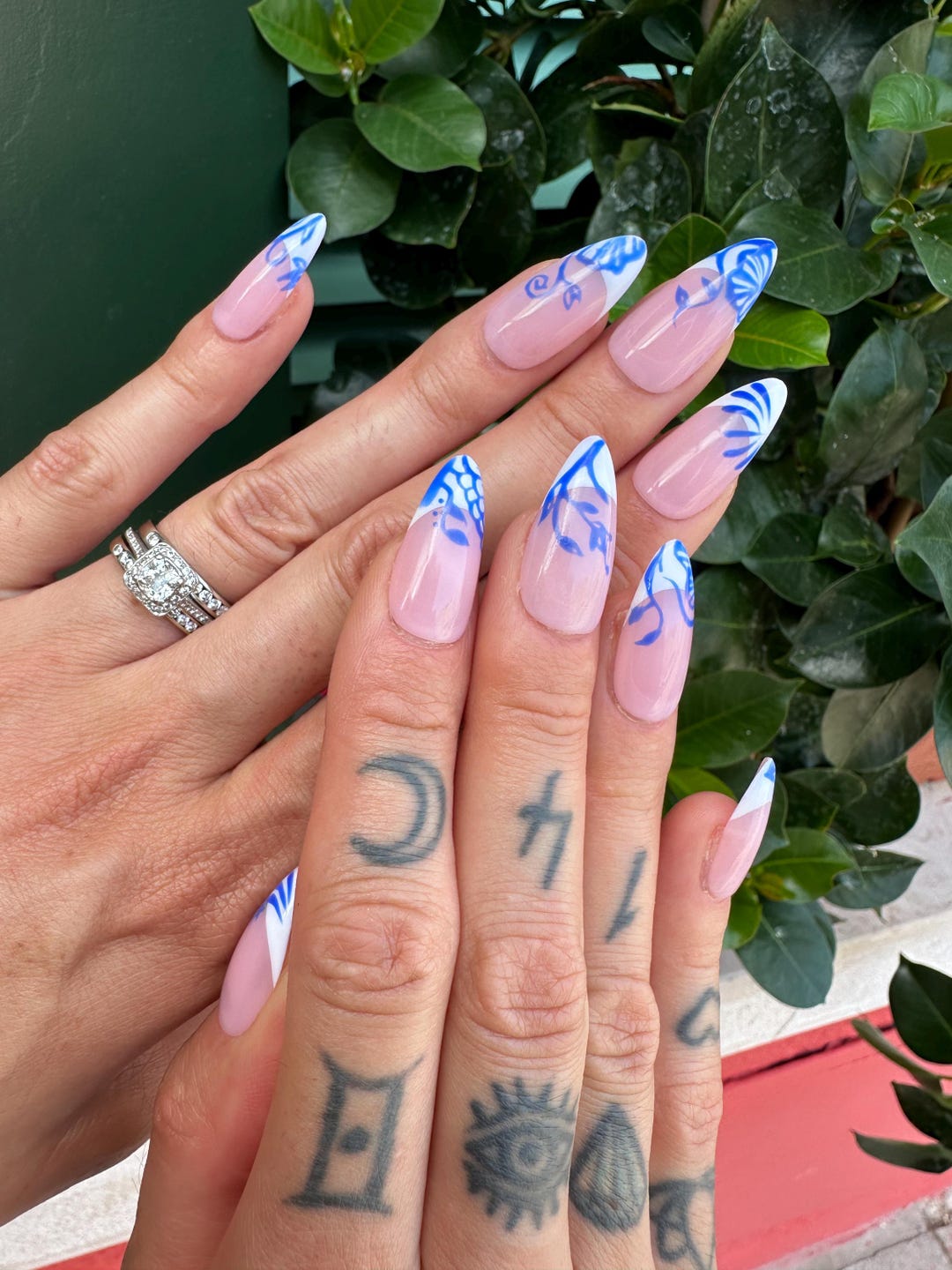 20 Nails ALL SIZES INCLUDED / Italian Inspired Blue French Tip Press on ...