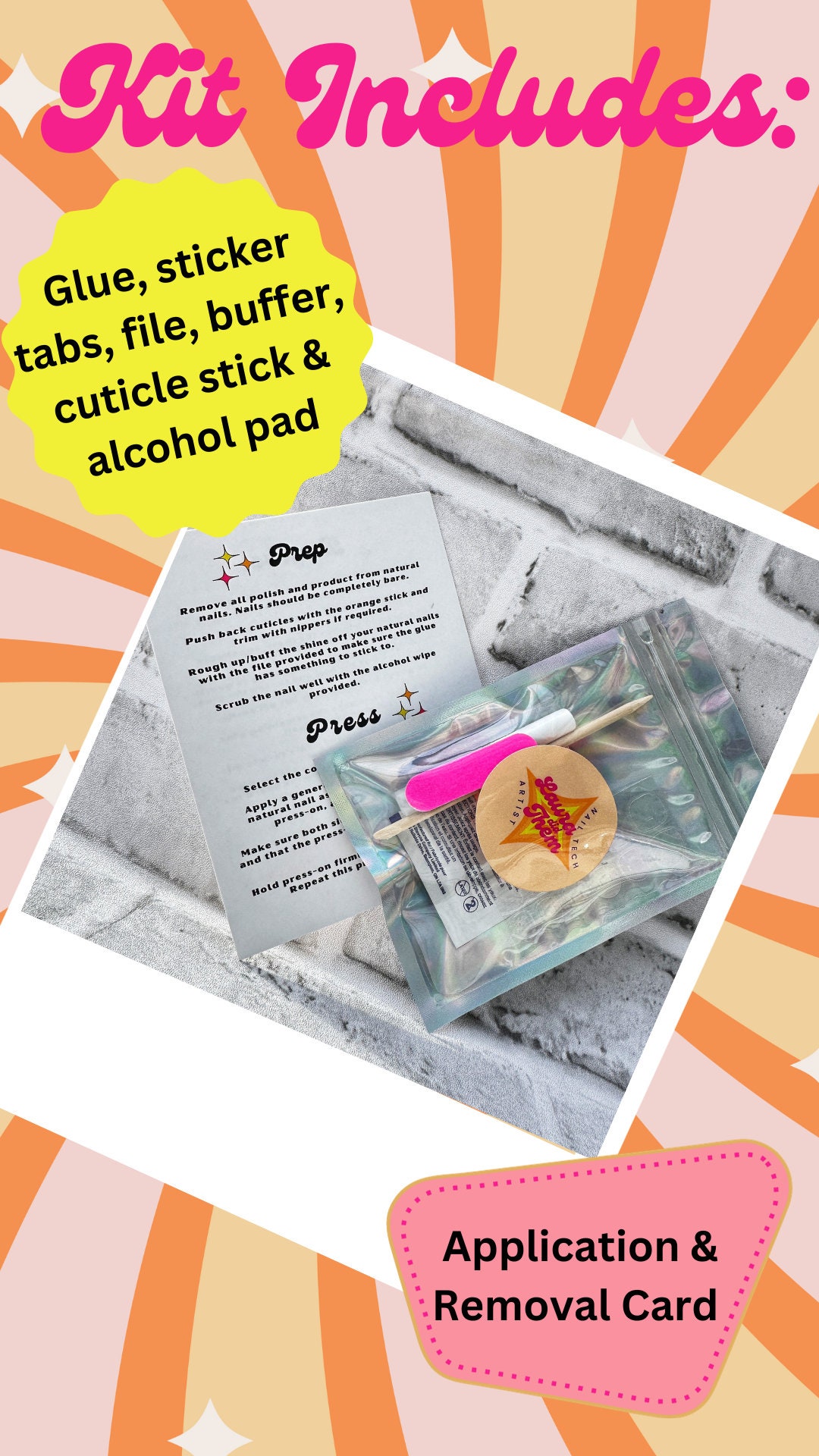 Neon Pink Chrome Glazed Press on Nails / Hand Painted Press Ons, Charm ...