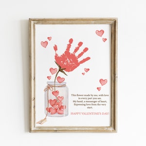 Flower Handprint Craft, DIY Valentines Day Handprint Craft, Baby ...