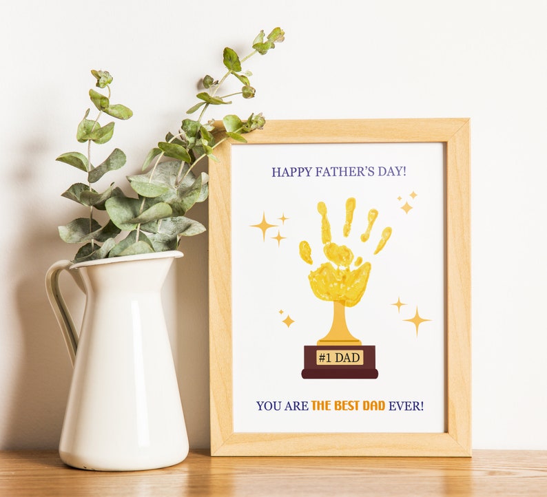 Fathers Day Trophy Handprint Art for Dad, Fathers Day Handprint Craft ...