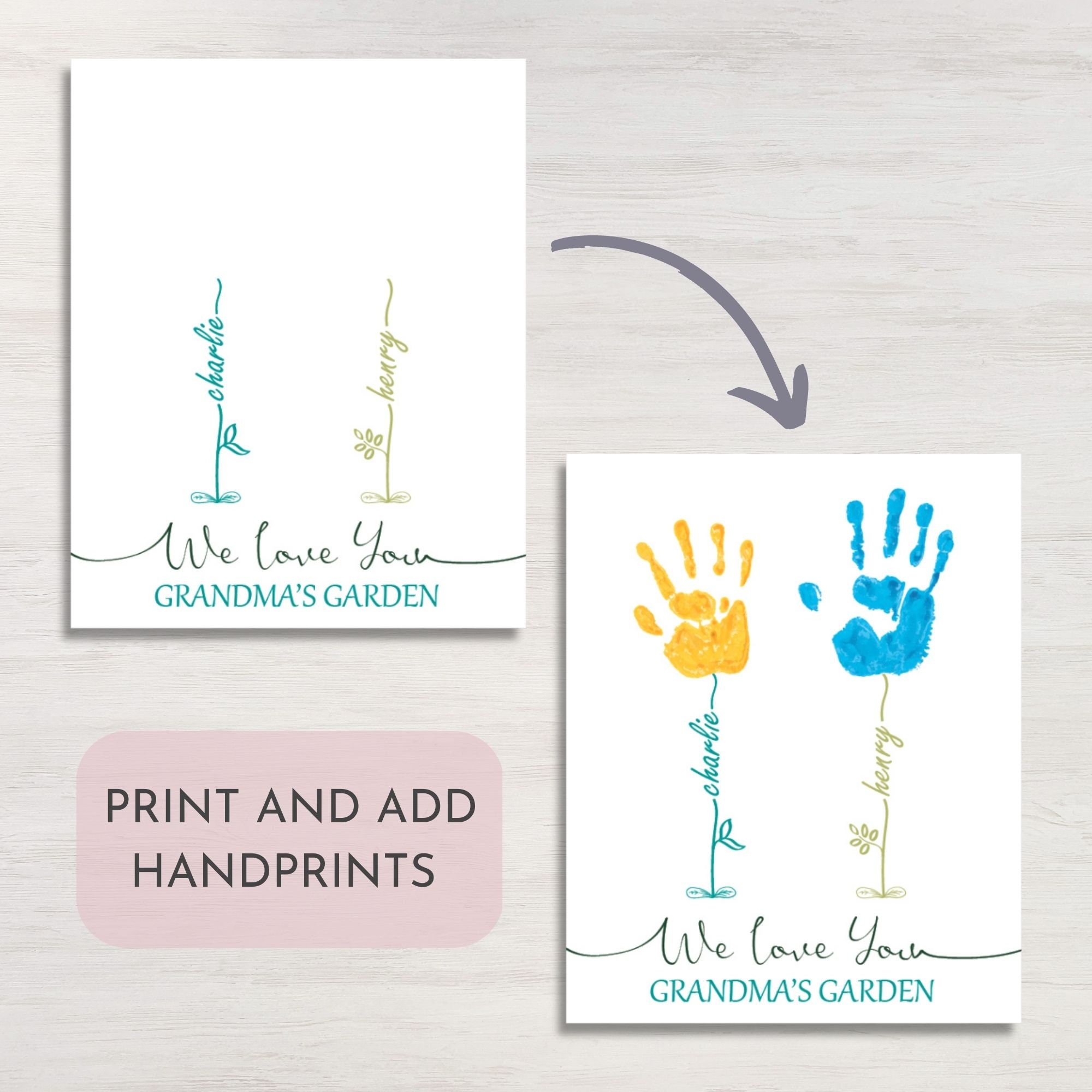 Custom Names Mother's Day Flower Handprint Craft Art for Grandma ...