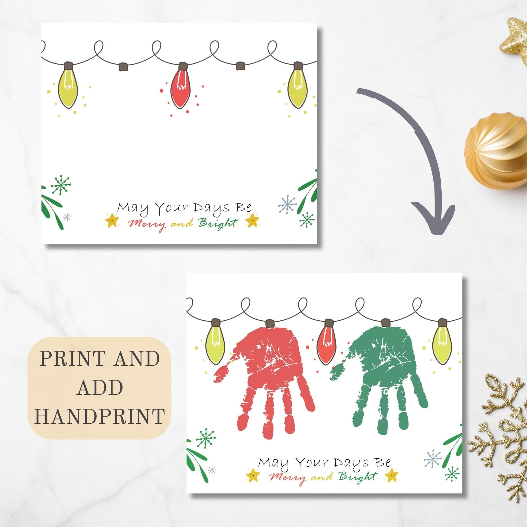 Christmas Lights Handprint Craft Art, Christmas Handprint Craft, First ...