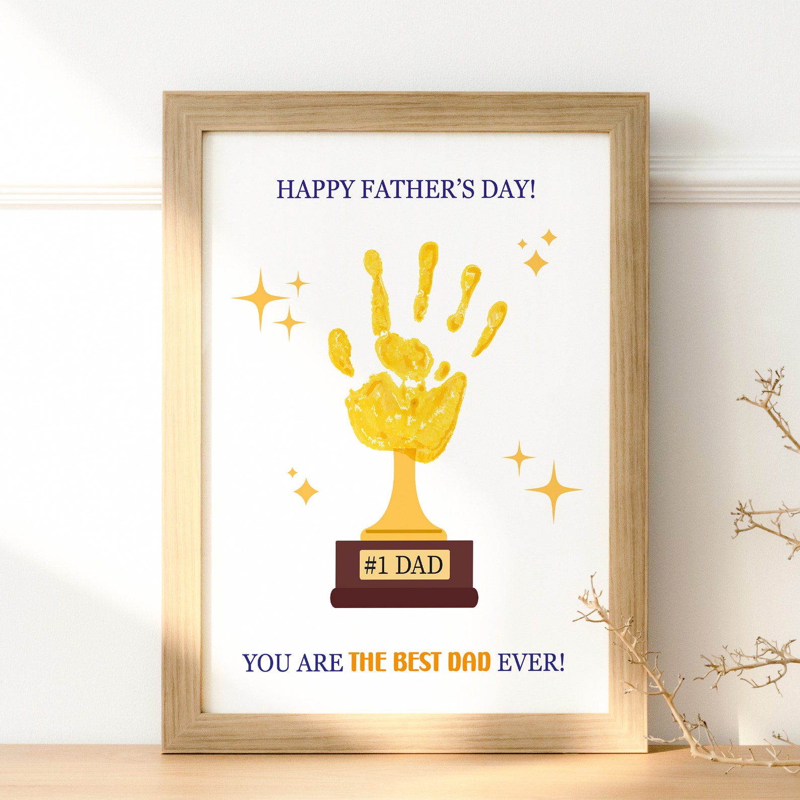 Fathers Day Trophy Handprint Art for Dad, Fathers Day Handprint Craft ...