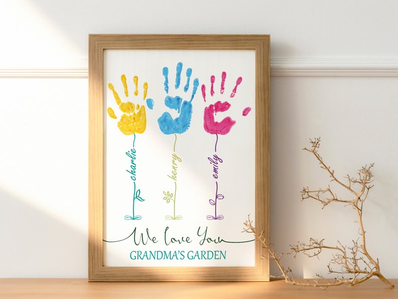 Custom Names Mother's Day Flower Handprint Craft Art for Grandma ...