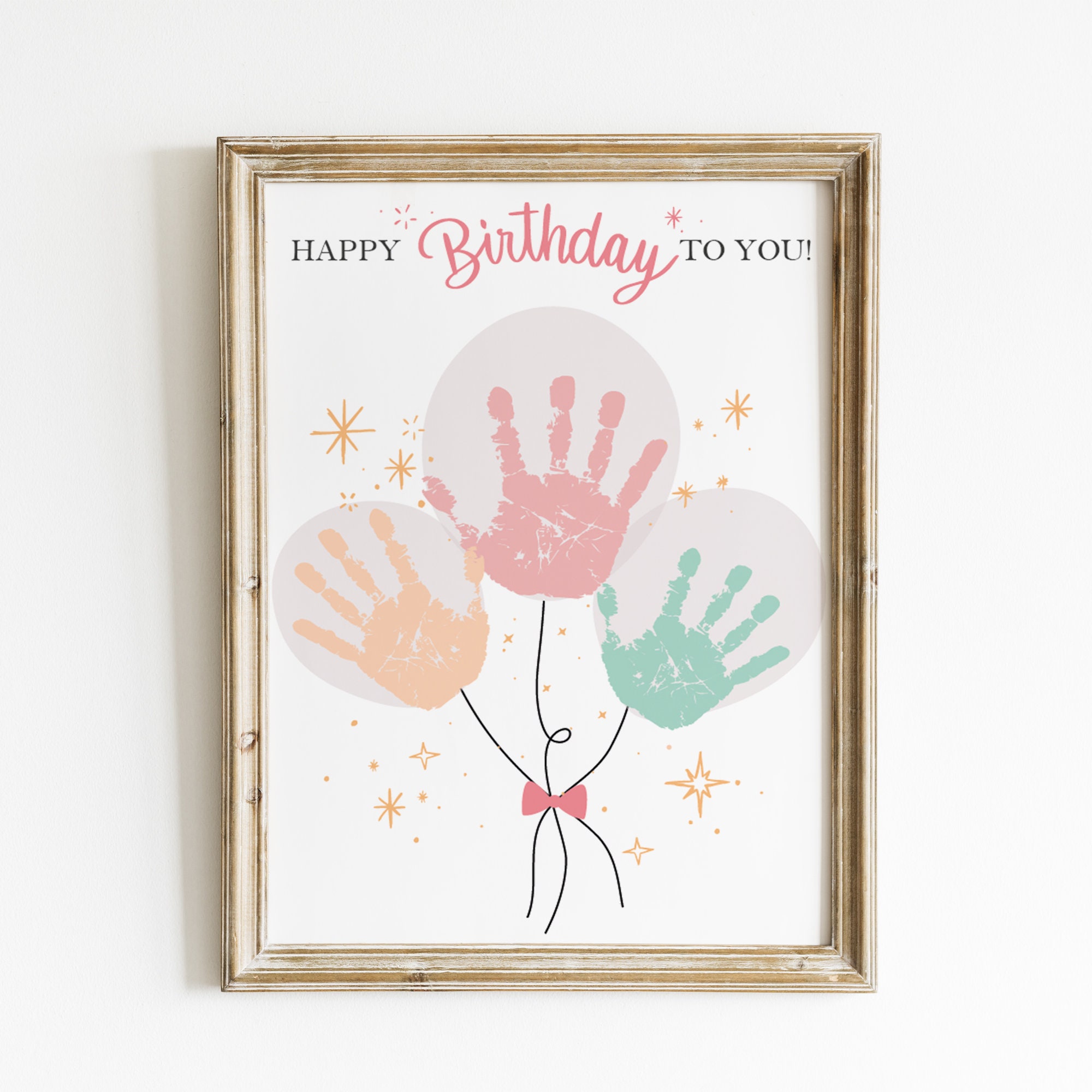 Happy Birthday Handprint Art, Custom Birthday Gift, Handprint Keepsake ...