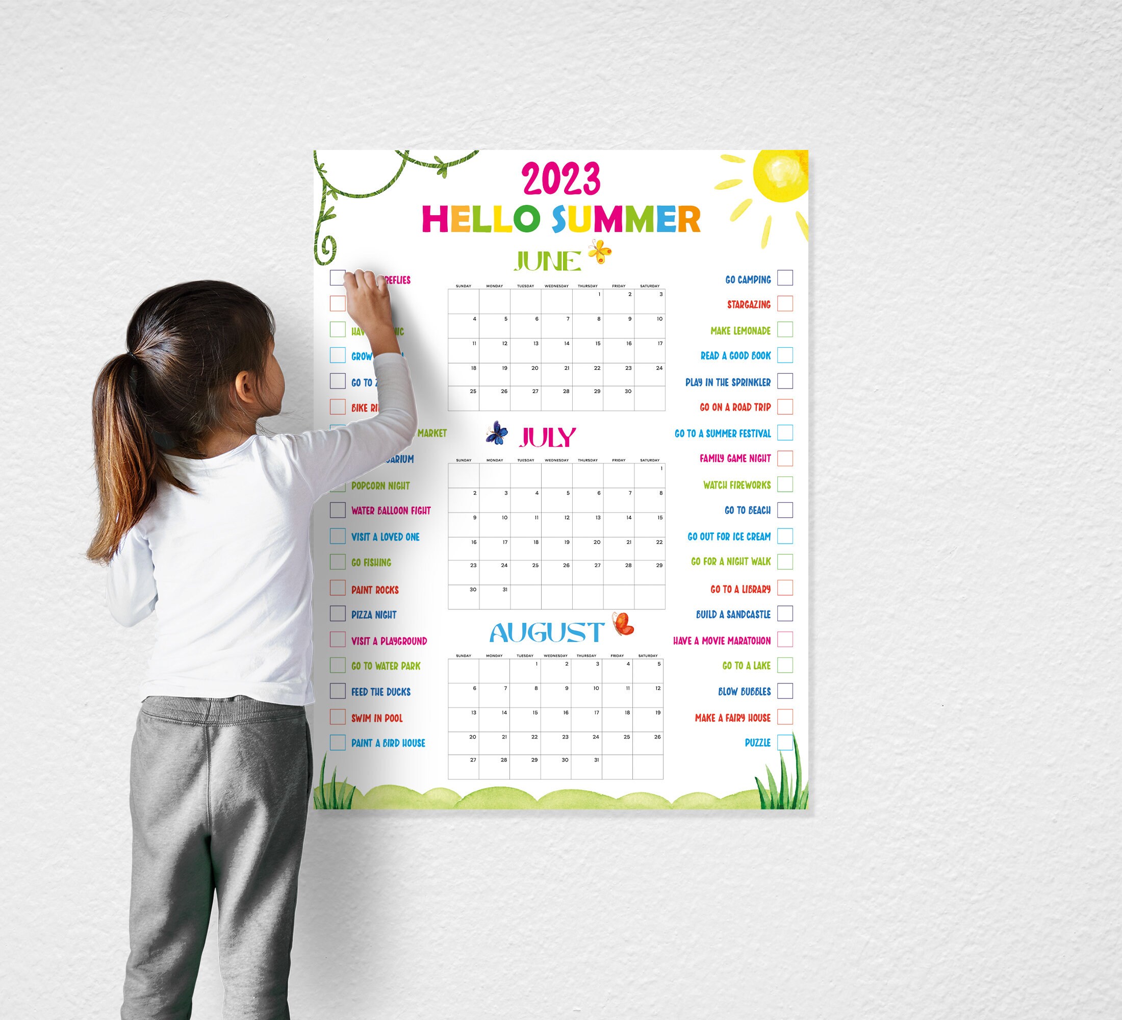Printable 2023 Summer Planner Kids, Summer Activities Calendar, Summer ...