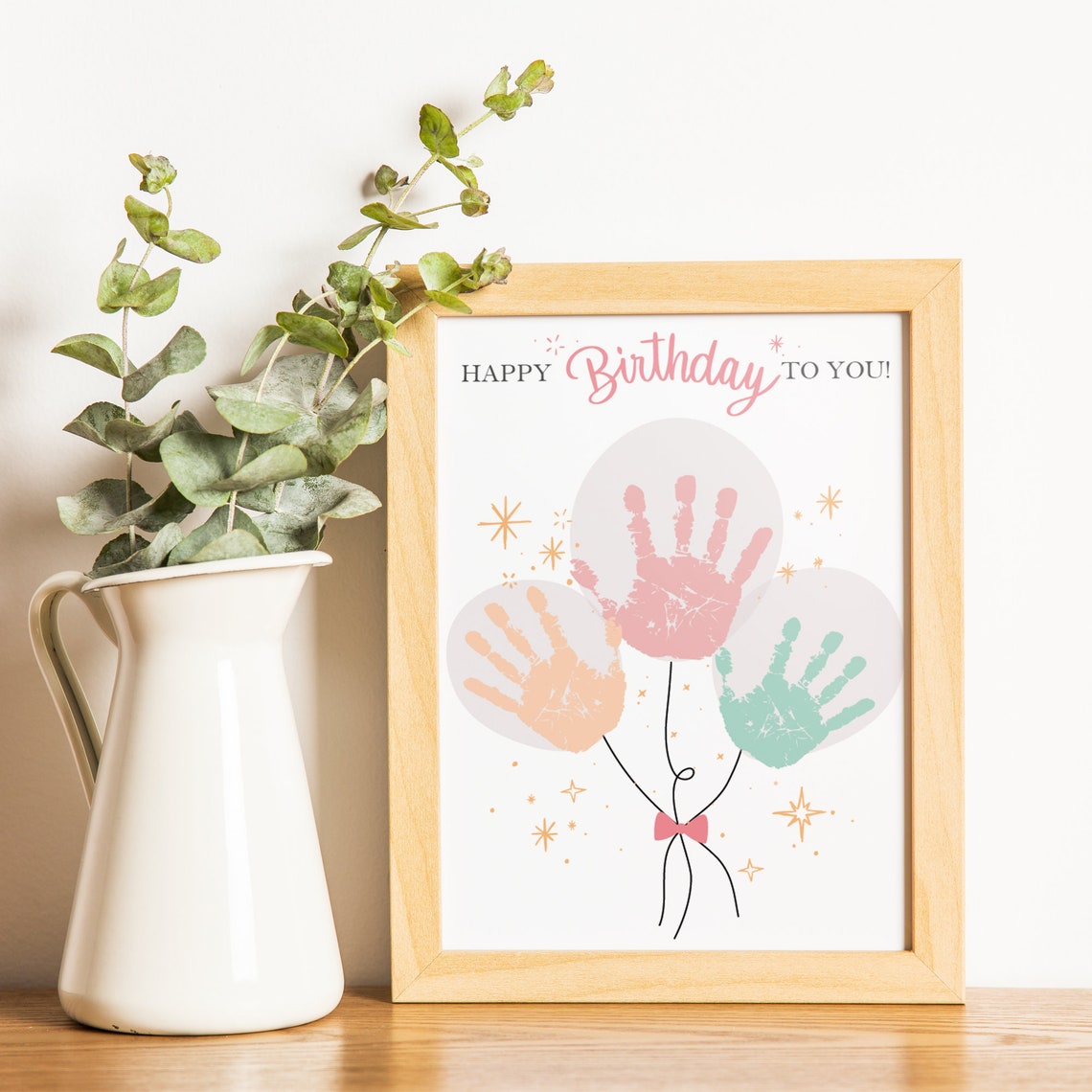 Happy Birthday Handprint Art, Custom Birthday Gift, Handprint Keepsake From Child to Parent ...