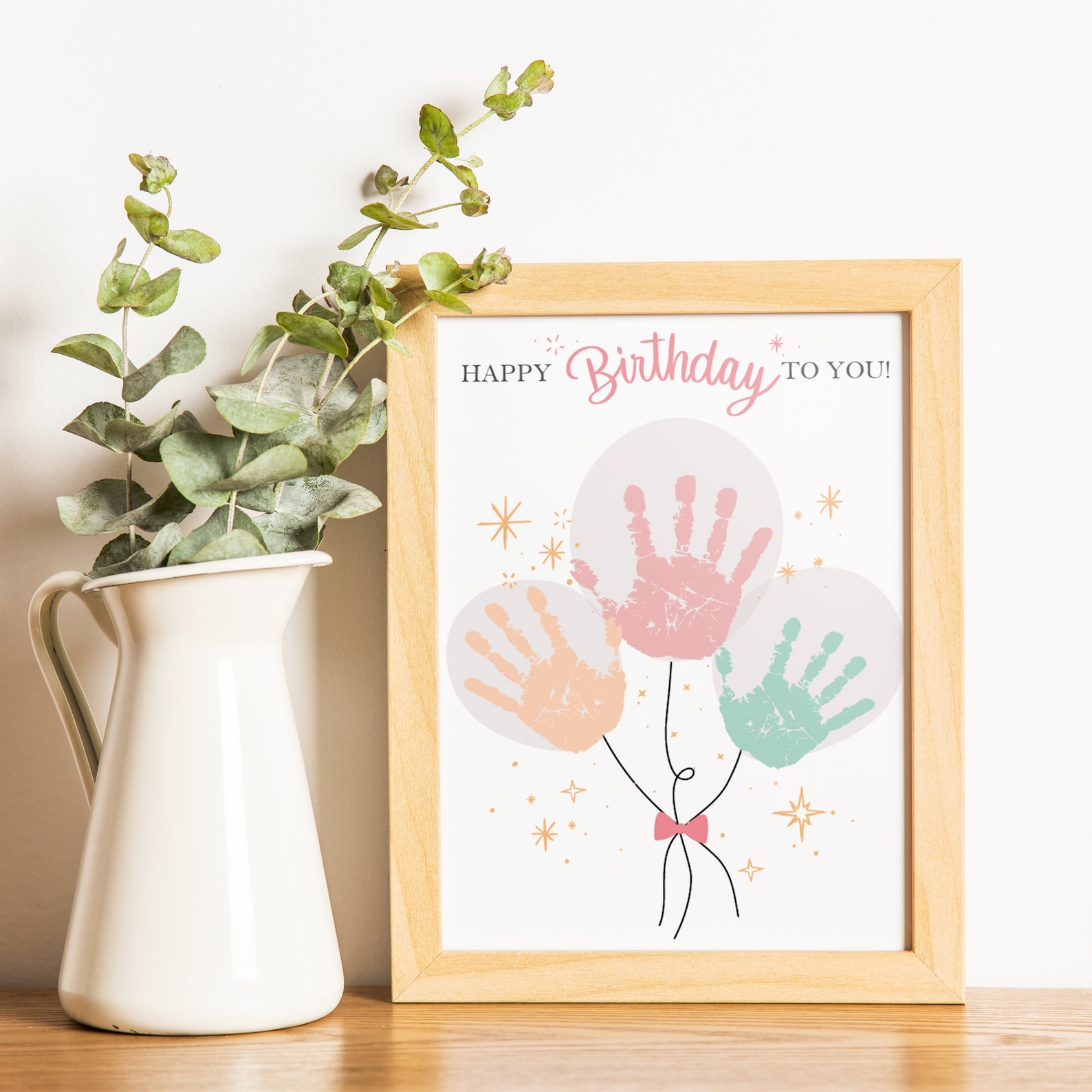 Happy Birthday Handprint Art, Custom Birthday Gift, Handprint Keepsake ...