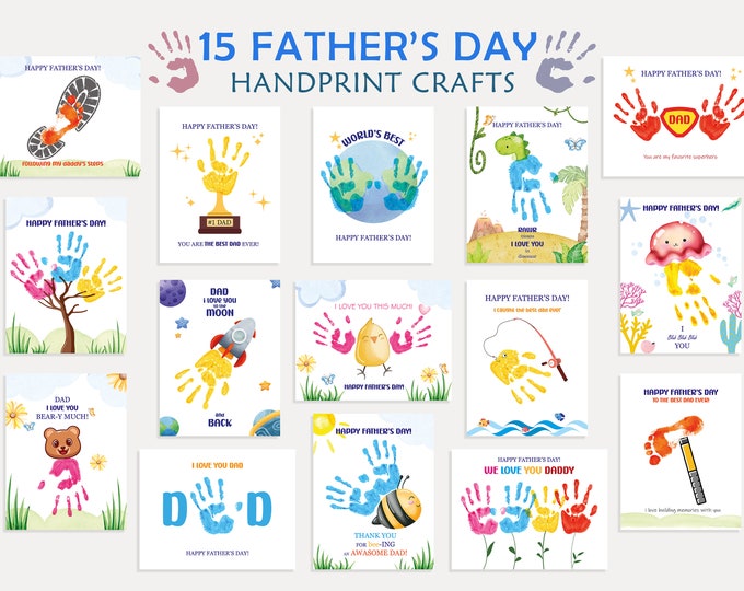Custom Names Fathers Day Handprint Craft Art for Dad Handprint Fathers ...