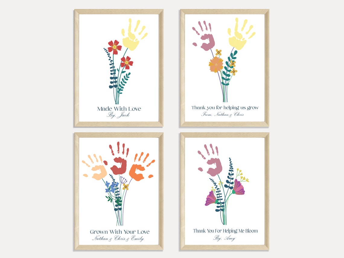 Mothers Day Flower Handprint Craft Art for Mom Handprint - Etsy