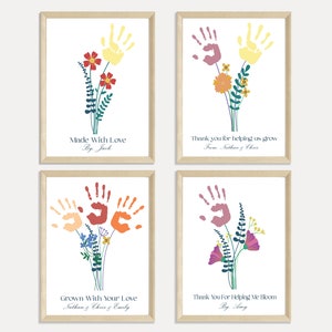 Mothers Day Flower Handprint Craft Art for Mom, Handprint Craft Grandma ...