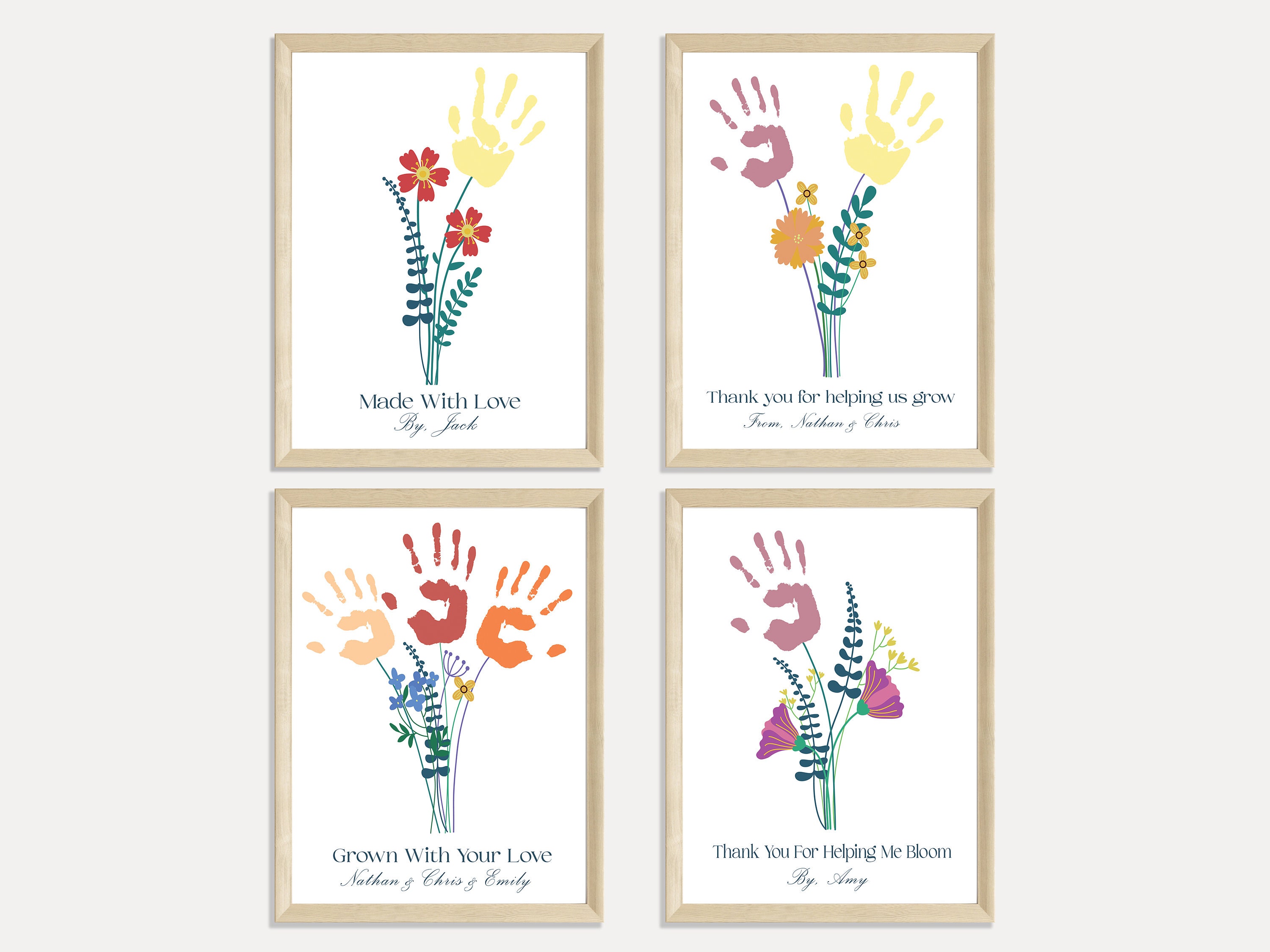 Mothers Day Flower Handprint Craft Art for Mom, Handprint Craft Grandma ...