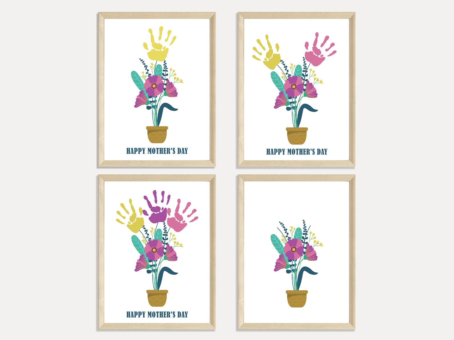 Mothers Day Flower Handprint Craft Art for Mom, Handprint Craft Grandma ...