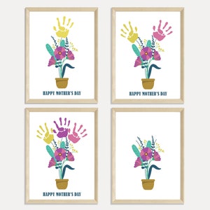 Mothers Day Flower Handprint Craft Art for Mom, Handprint Craft Grandma ...