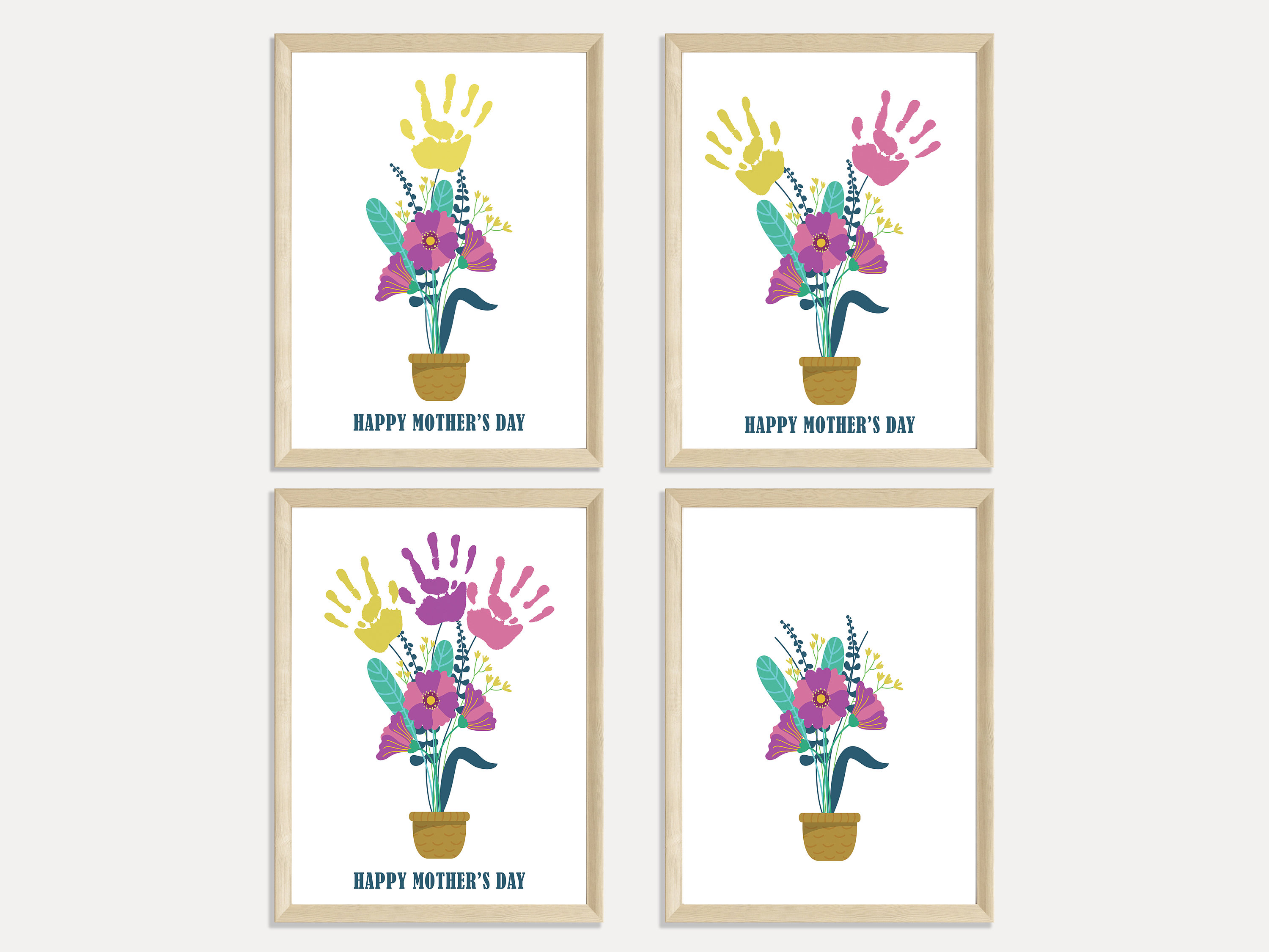 Mothers Day Flower Handprint Craft Art for Mom, Handprint Craft Grandma ...