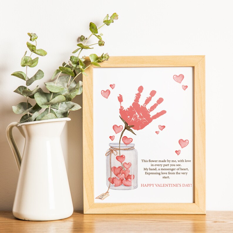Flower Handprint Craft, DIY Valentines Day Handprint Craft, Baby ...