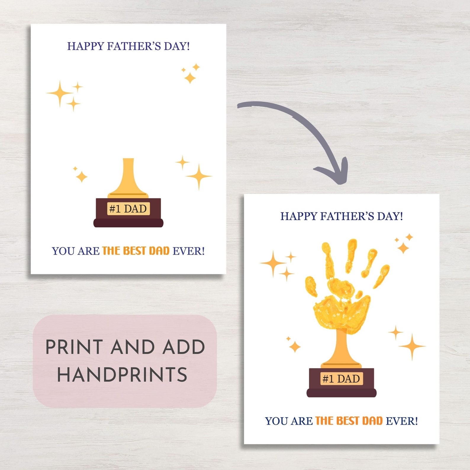 Fathers Day Trophy Handprint Art for Dad, Fathers Day Handprint Craft ...