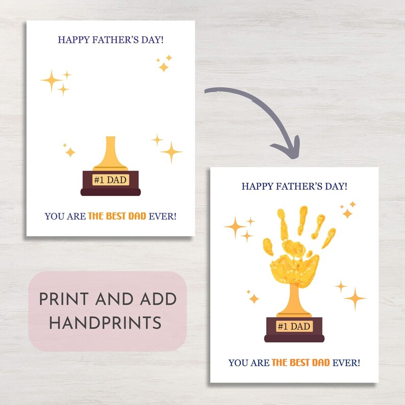 Fathers Day Trophy Handprint Art for Dad, Fathers Day Handprint Craft ...
